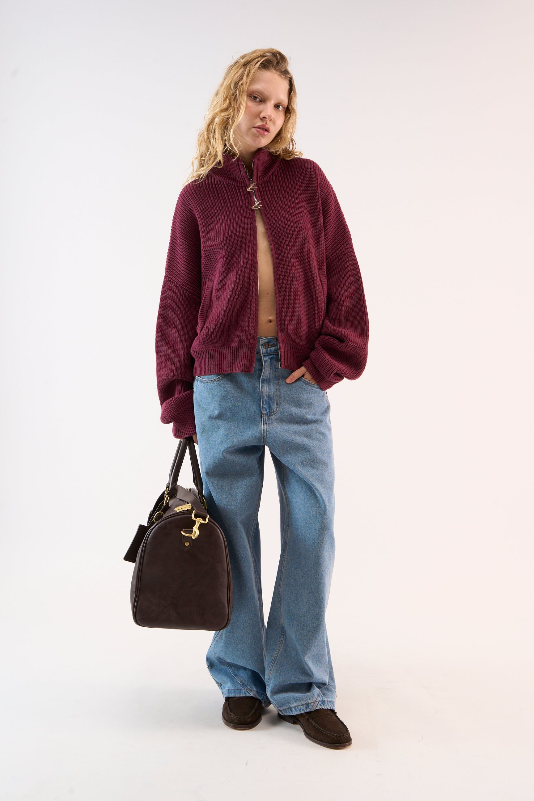 Delore Burgundy Knit Zipper – Scuffers